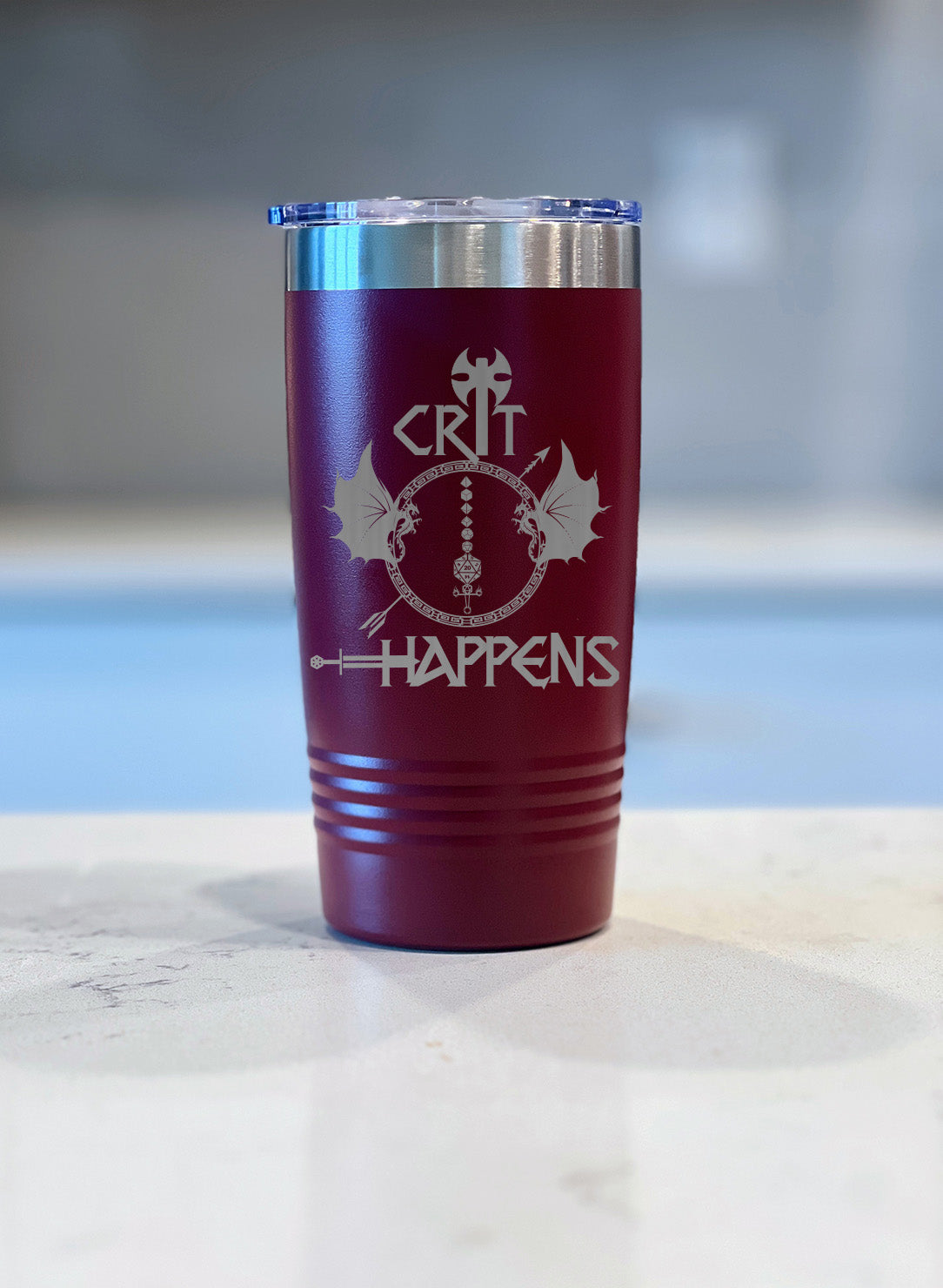 CRIT Happens! Engraved DnD Tumbler – Dungeons By Hand